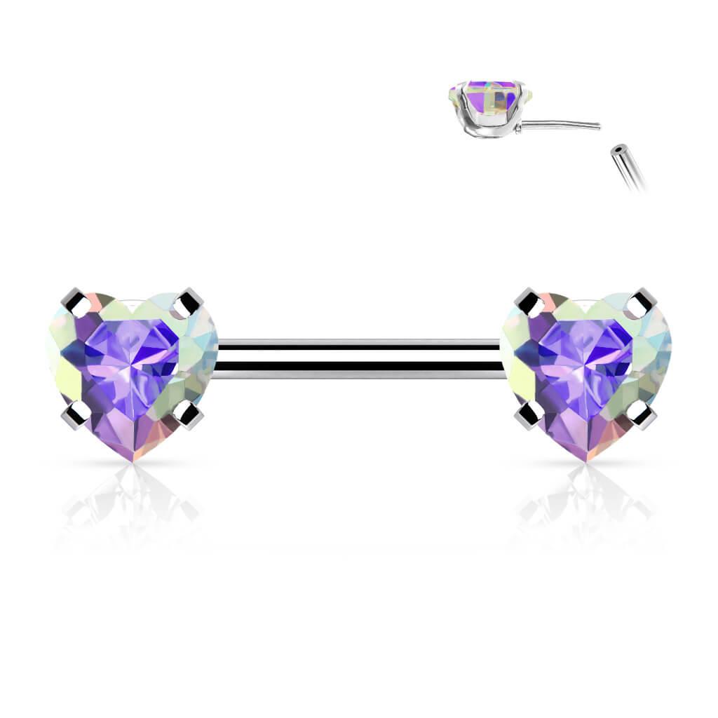 Piercing para Pezón con Corazones de Cristal | Acero Quirúrgico ...