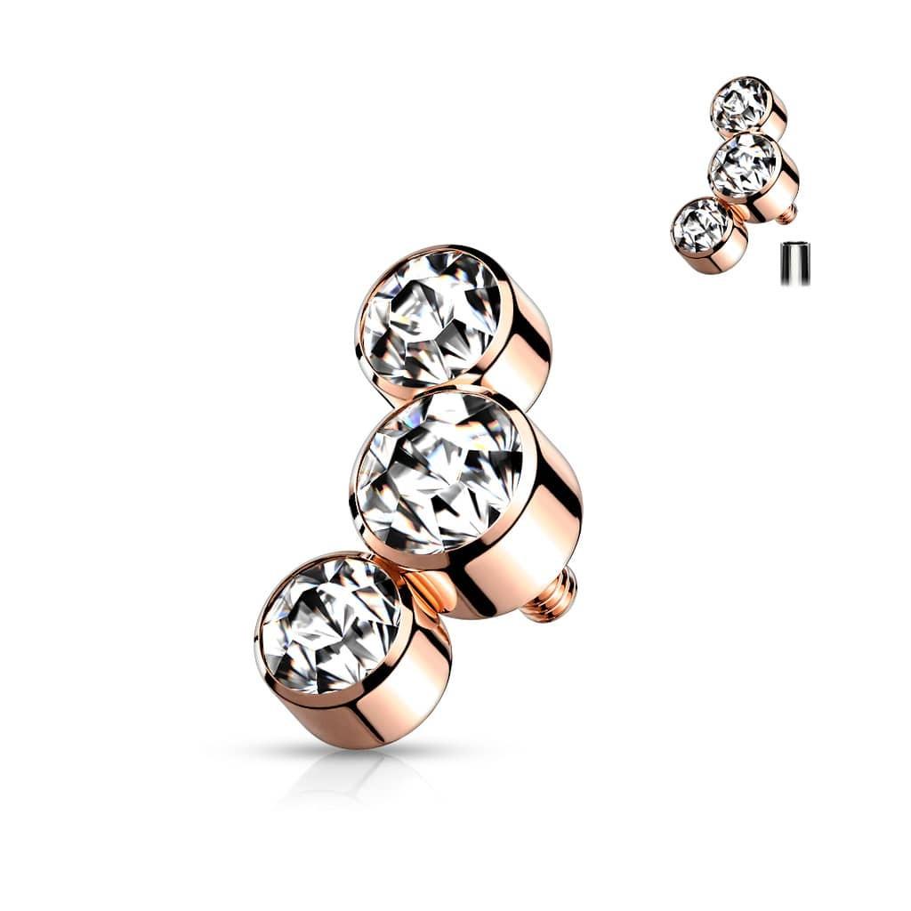 Piercing implante microdermal con 3 brillantes. Acero quirúrgico ...