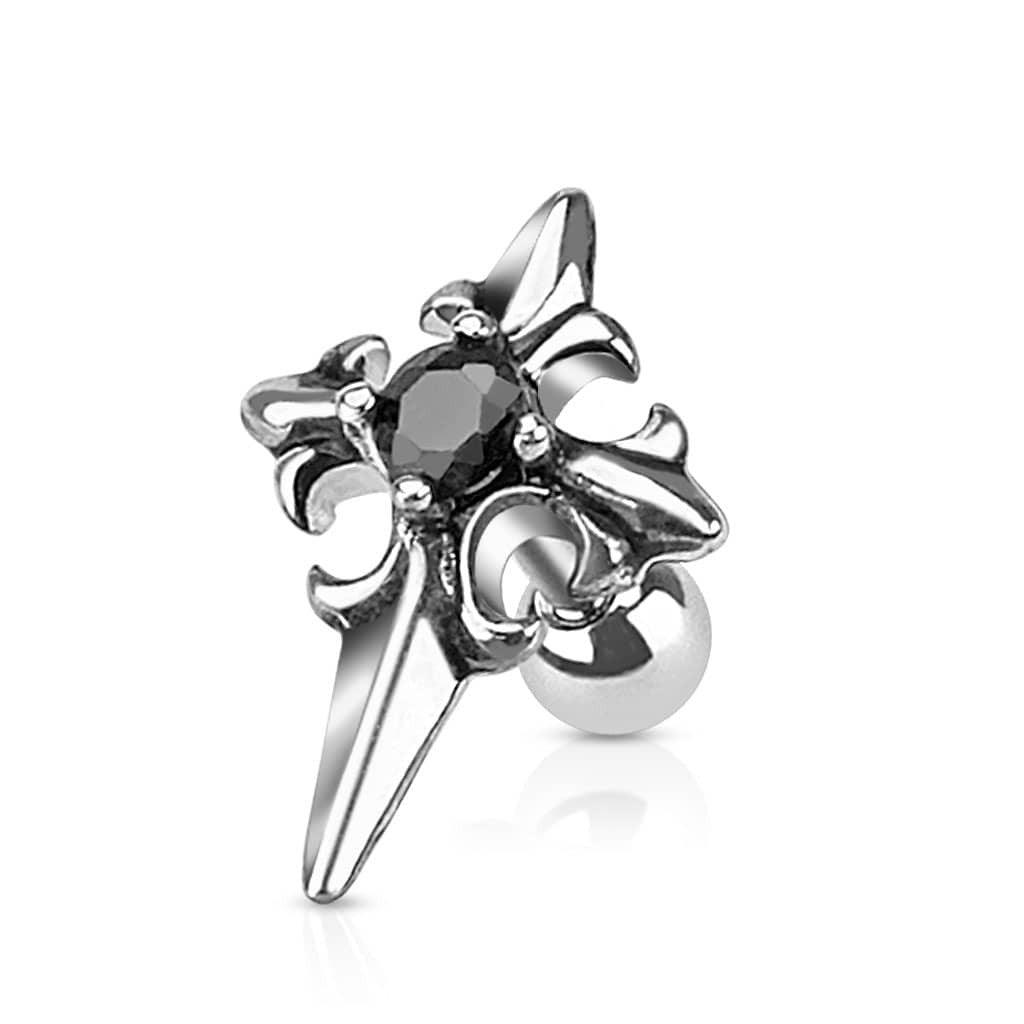 Stud para la oreja con diseño de cruz Gótica – piercing-glamz